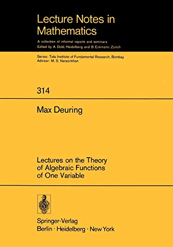 Lectures On The Theory Of Algebraic Functions Of One Variable Lecture